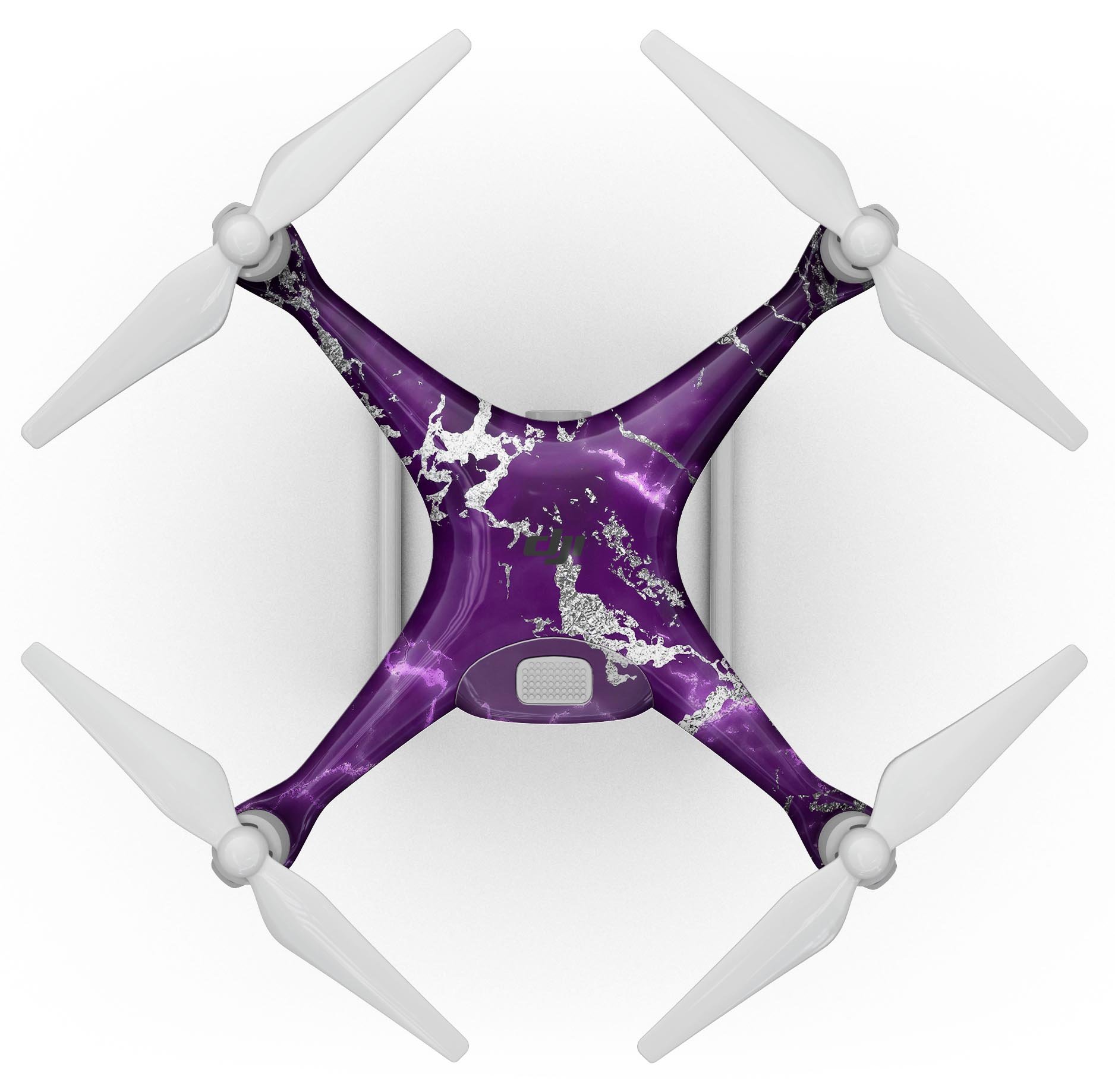 Design Skinz Design Skinz Purple Marble & Digital Silver Foil V2 Full-Body Wrap Decal Skin-Kit Compatible with The Drone DJI Phantom 2