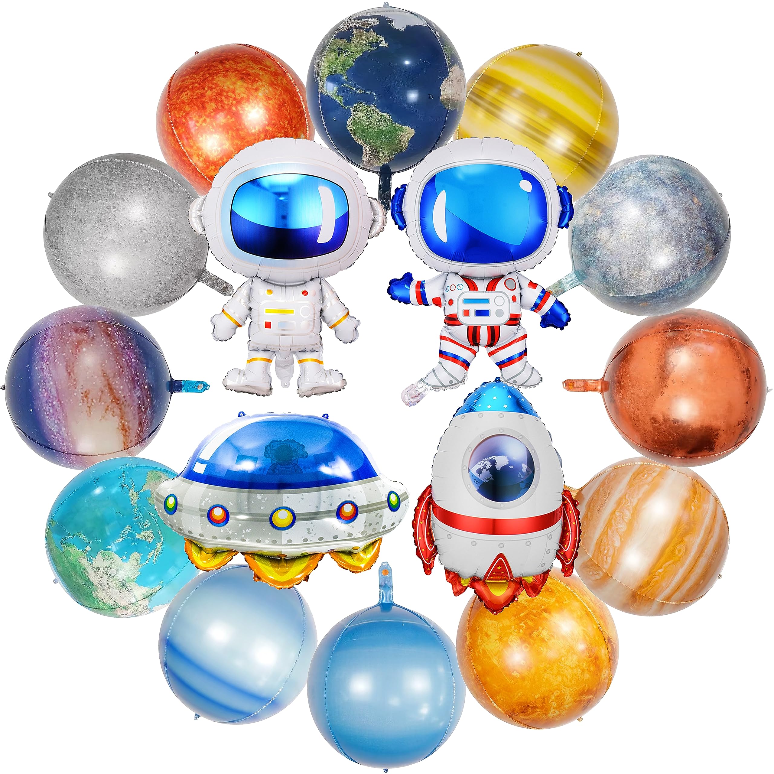 16 Pieces Galaxy Space Balloons - Large Outer Space Themed Balloon Rocket Spaceship Astronaut Galaxy Planet Inflatable Balloons for Kids Space Birthday Party Supplies Baby Shower Decorations