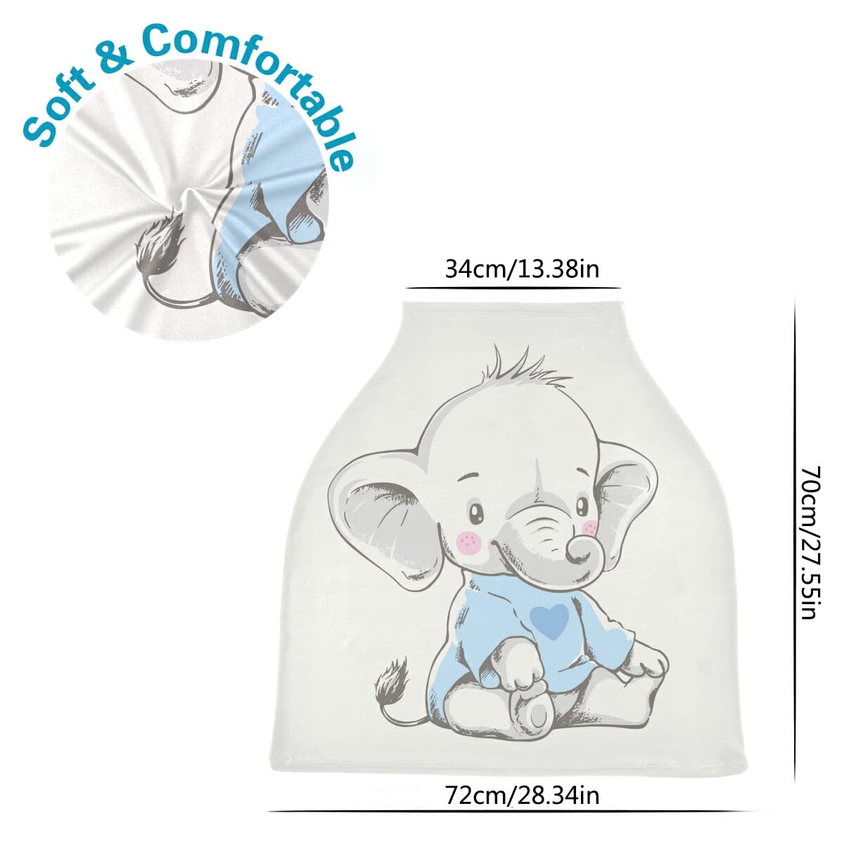 MNSRUU Baby Car Seat Covers Canopy Cover Blue Boy Elephant Baby Infant Stroller Cover Full Coverage Carseat Canopy Breathable Nursing Cover for Breastfeeding