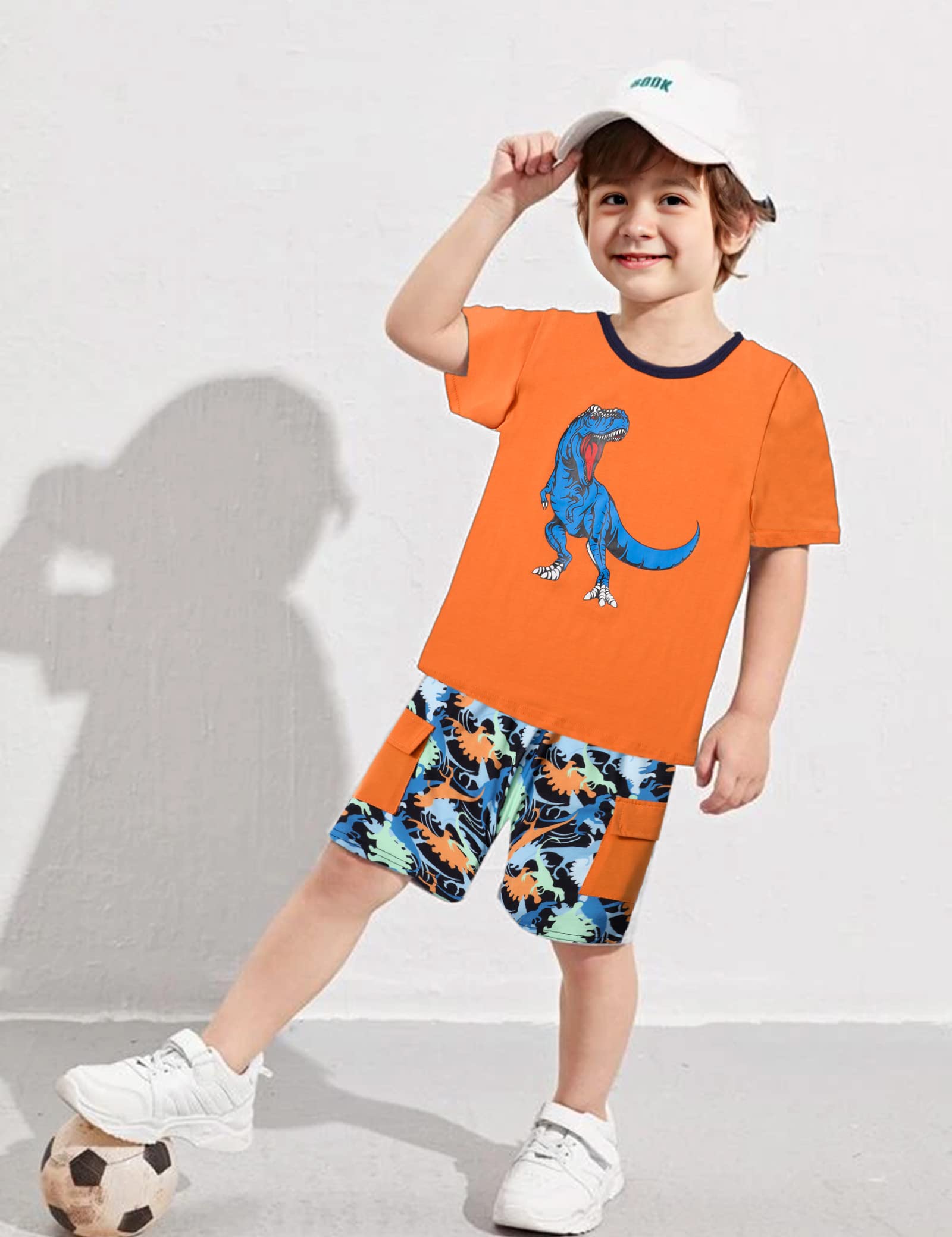 MIGU Toddler Boys Clothes 4-5T Short Sleeve Shirts Tops Shorts Pants Set 2pcs Spring Summer Clothes Dinosaur Outfits