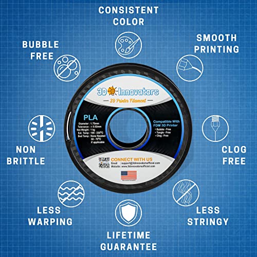 3D Innovators 3D Printer PLA Filament, 1.75mm, 1KG/2.2LB, Dimensional Accuracy +/- 0.02 mm (Real White) (Works with Lithophanes)