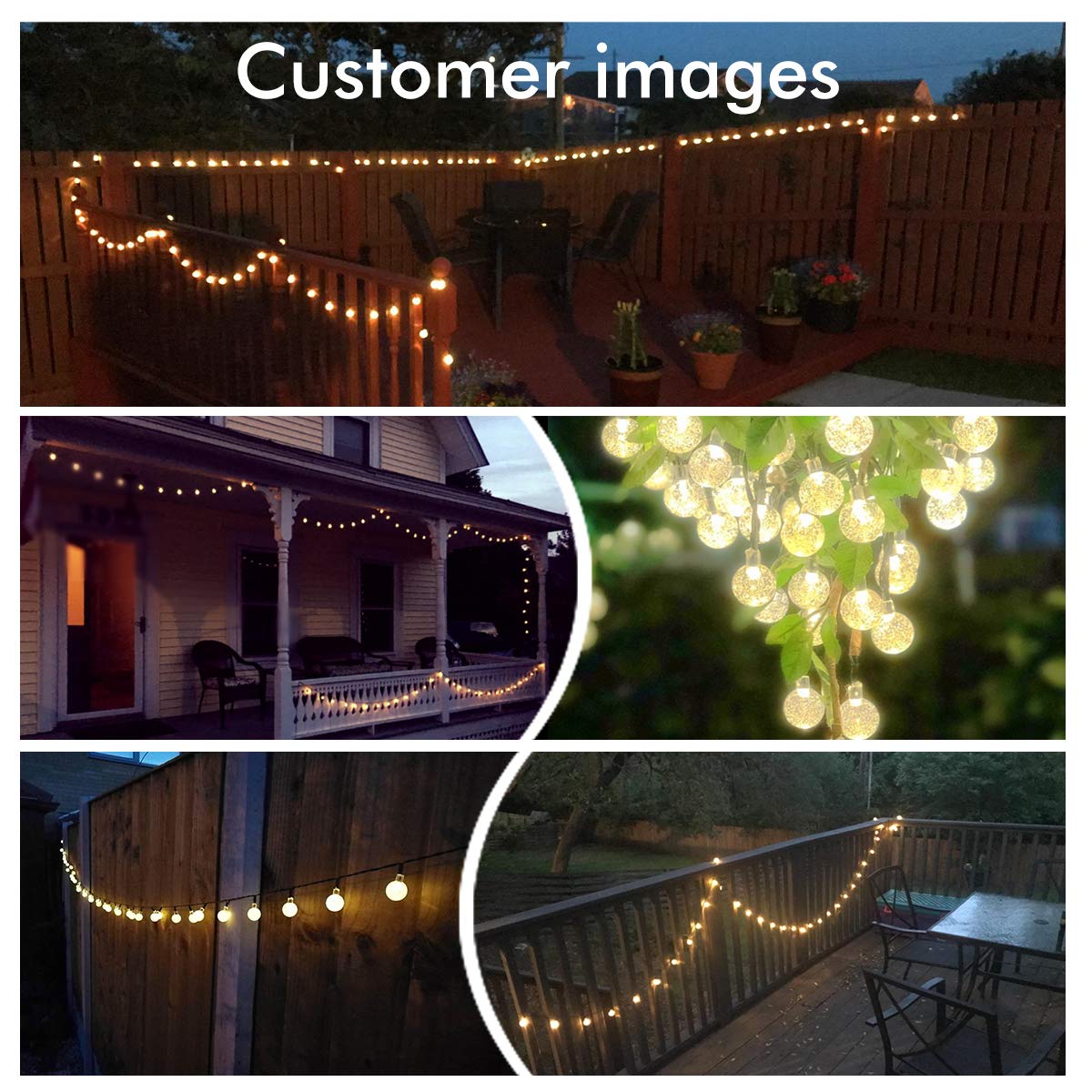 ALOVECO Solar String Lights Outdoor, 25ft 40 LED Crystal Ball Waterproof String Lights Solar Powered Fairy Lighting for Garden Home Landscape Holiday Decoration
