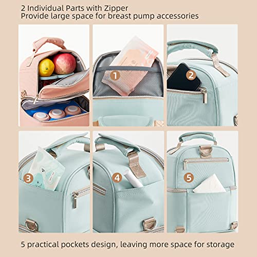 SEEDNUR Breastmilk Cooler Bag With Ice Pack Insulated Bottle Bag Diaper Bag Tote Breast Pump Bag Backpack Portable Thermal Insulated Lunch Box for Women Men Large Capacity Handbag（Klein Blue）