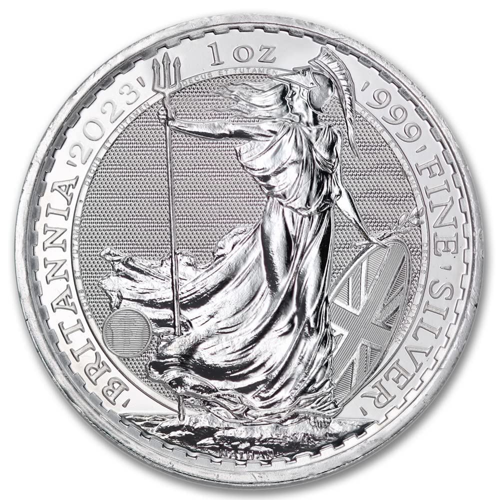 2023 Lot of (5) 1 oz British Silver Britannia Coins by the Royal Mint Brilliant Uncirculated with Certificates of Authenticity £2 BU