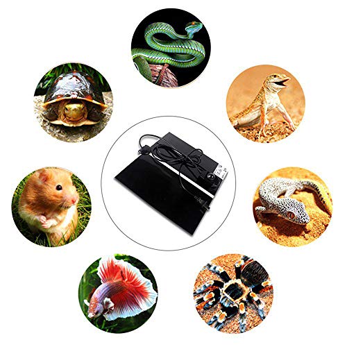 Hamiledyi 14W Reptile Heating Pad,Warmer with Temperature Adjustment Control Under Tank,Terrarium Heater Mat for Gecko,Turtle,Tortoise,Snakes,Lizard,11x11 in(2 Pcs)