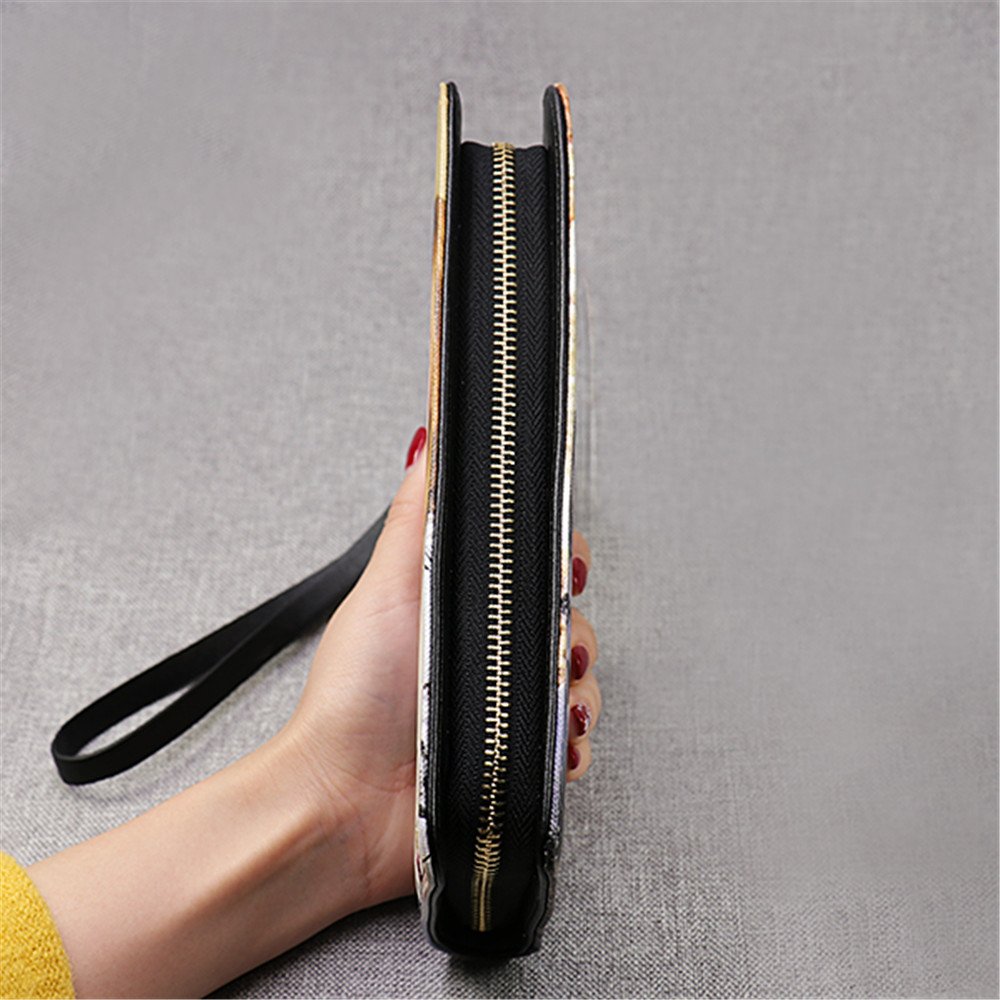 a266XDKSJK Personalized Photo Wallet Women Leather Wallet Clutch Wallet with Wristlet handbag Coin Purse Card package best gift for women(Black Double Side)