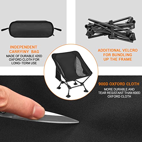ATEPA Ultralight Camping Chair for Backpacking Hiking, Portable Compact Lightweight Folding Camp Chairs for Adults - Square Aluminum Frame with Anti-Sinking Feet for Beach Lawn Travel BBQ Outdoor
