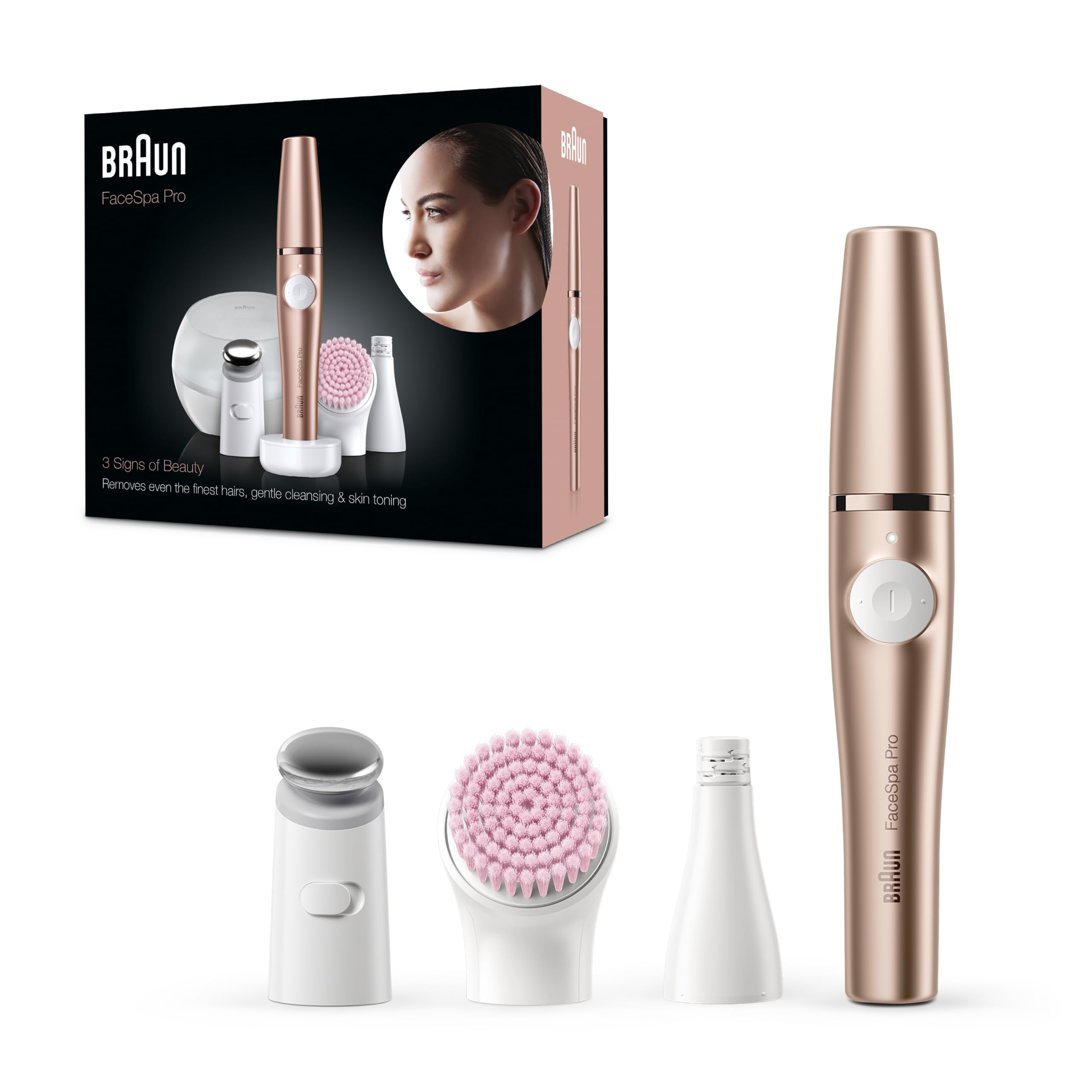 Braun FaceSpa Pro SE921 | All-in-one Beauty Device for Facial Epilation | Incl. Facial Epilator, Attachment for Skin Tightening & Facial Cleansing Brush