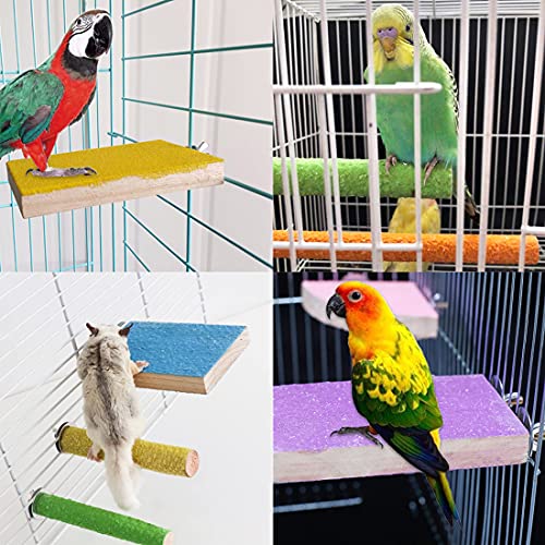 Hamiledyi 5 Pcs Parrot Perch Stand,Natural Wood Bird Perch Stand Platform Paw Grinding Sticks Cage Accessories Exercise Toys for Budgies Parakeets Cockatiels Conures Lovebirds