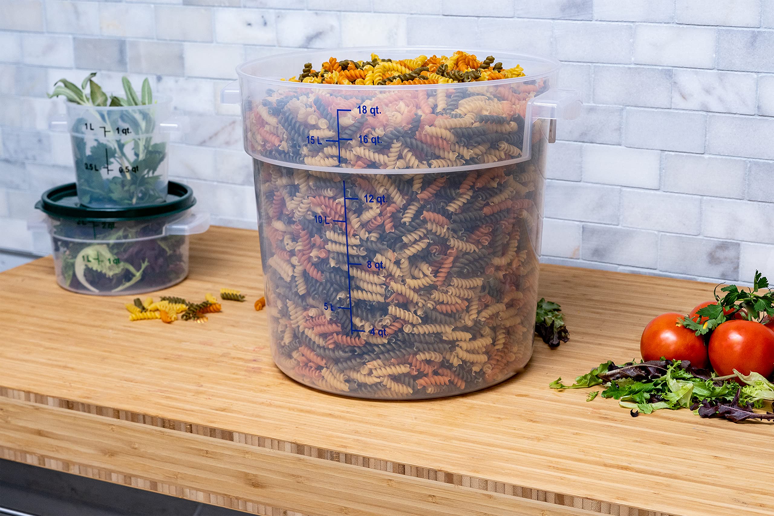 Carlisle FoodService Products Storplus Round Food Storage Container with Stackable Design for Catering, Buffets, Restaurants, Polypropylene (Pp), 18 Quart, Clear, (Pack of 6)