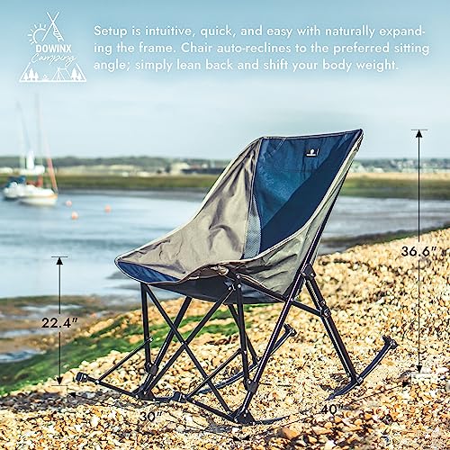 Dowinx Folding Rocking Camping Chair, Portable Outdoor Rocker for Patio, Garden, Lawn, Supports up to 300 lbs, Black