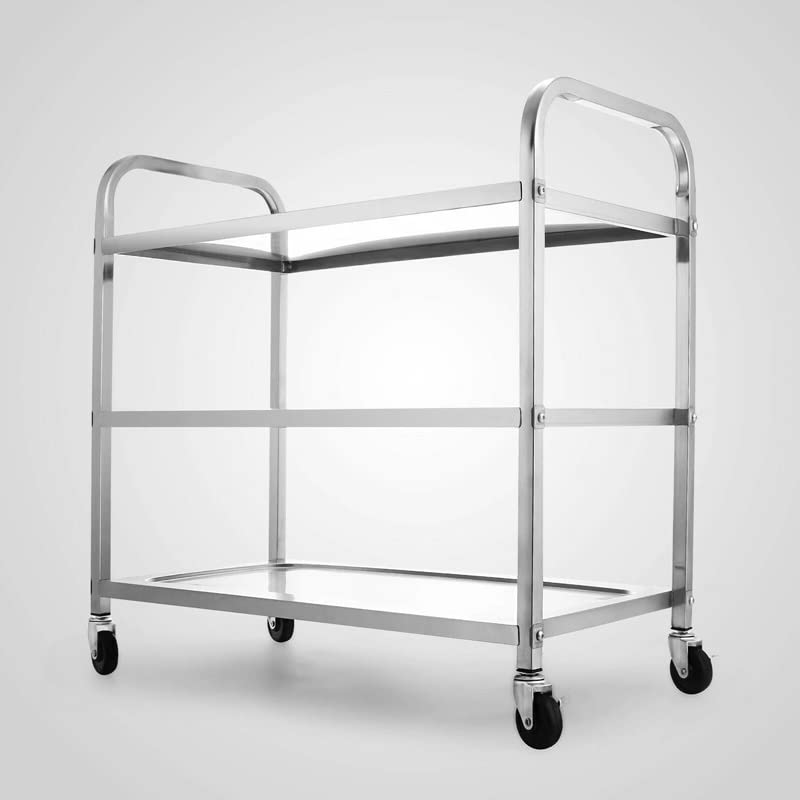 BHVXW 3 Shelf Kitchen Trolley Commercial Food Pantry with Wheels Kitchen Storage Rack