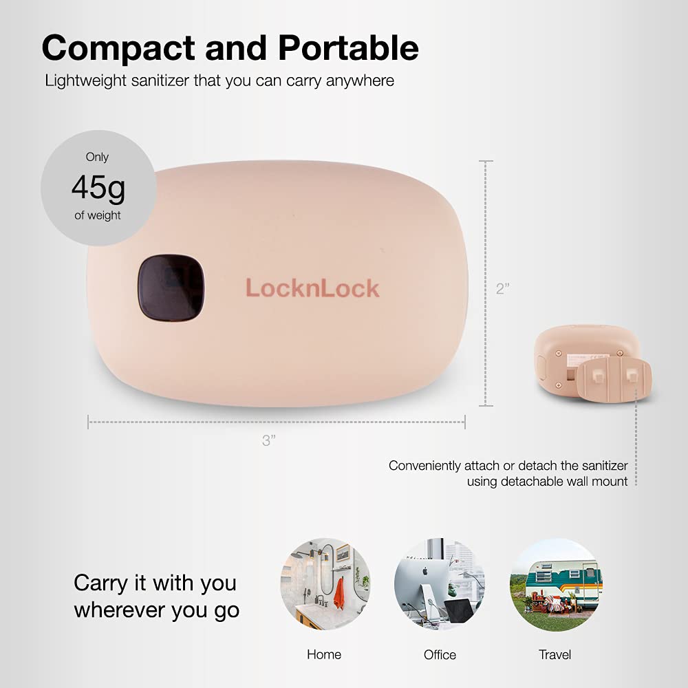 LocknLock UV Toothbrush Sanitizer/Cover for Home/Travel, USB Rechargeable Battery, Dual, Pink
