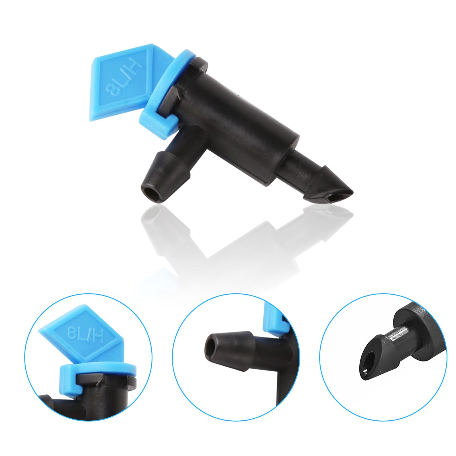 200Pcs 2 GPH Flag Drip Irrigation Emitters, 8L/H Garden Flag Irrigation Dripper Inline Water Drippers Emitter Sprinkler Drippers System Parts Connect 4mm/7mm Hose for Trees Shrubs Lawn Vegetables
