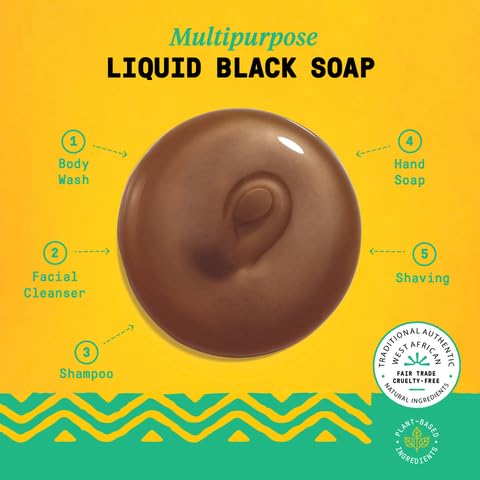 Alaffia Authentic African Black Soap Variety 2-Pack – All-In-One Liquid Soap, Travel-Size Eucalyptus Tea Tree + Full-Size Peppermint Body Wash, Face Wash, Shampoo, Shaving Soap