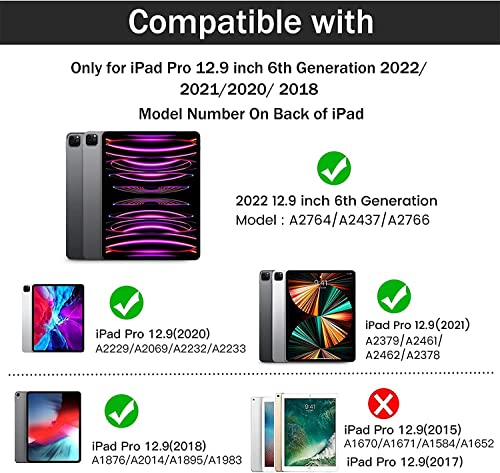 Hoidokly Case for iPad Pro 12.9 6th/5th/4th/3rd Generation (2022/2021/2020/2018), Thin Clear Shell Smart Trifold Stand 12.9 inch Protective Transparent Cover with Pencil Holder Auto Sleep/Wake, Pink