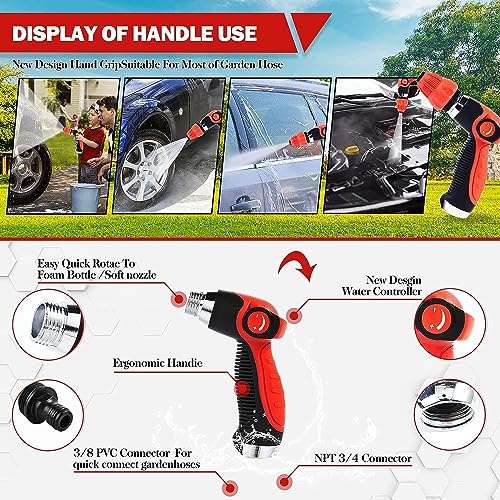 52Pcs Car Wash Cleaning Kit with Foam Gun, Car Detailing Brushes & Microfiber Wash Mitts for Car Cleaning Supplies, Adjustable Hose Wash Sprayer and Complete Interior Exterior Car Detailing Set