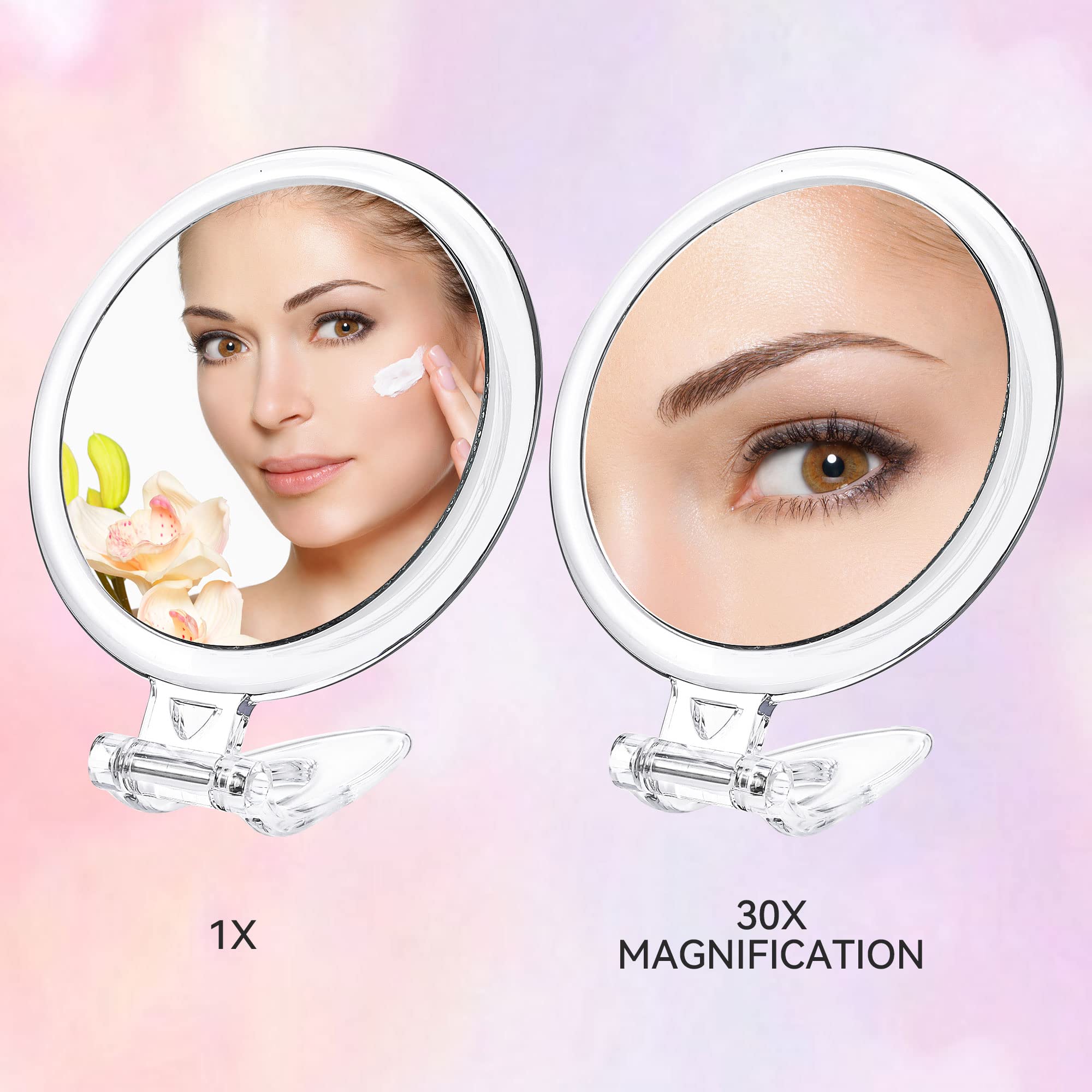 30X Magnifying Mirror, 30X/1X Two Sided Hand Mirror,Travel Mirror for Precise Makeup Applications,Tweezing, and Blackhead/Blemish Removal,6 Inch