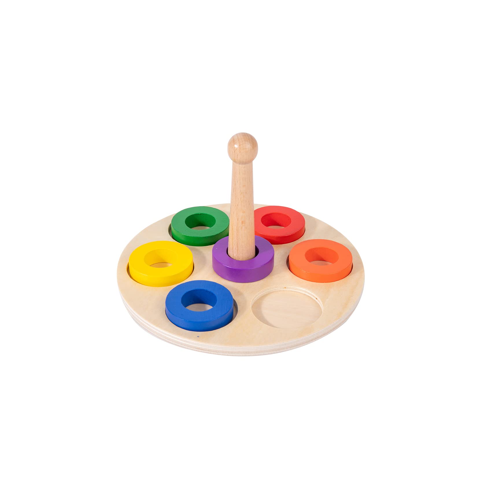 Adena Montessori 6 Rings on Peg Baby Toys for 1 Year Old Infant Toddlers