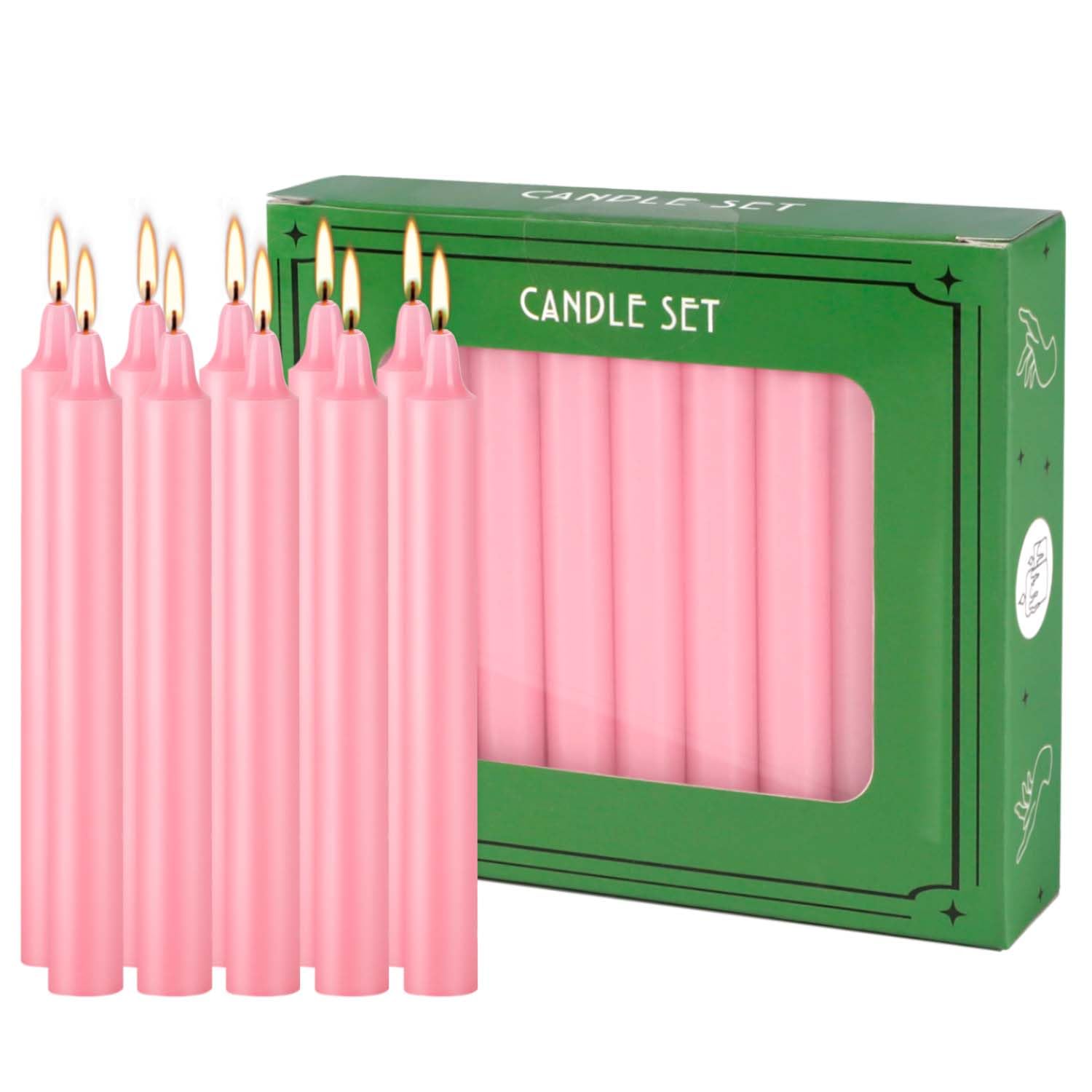 20 Pcs Pink Taper Spell/Chime Taper Candle,4 Inch Dinner Candle Sticks for Birthdays, Parties, Wicca Wiccan Supplies and Christmas