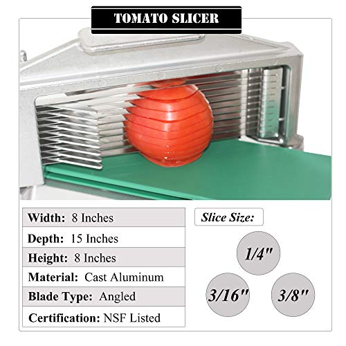 Caspian Tomato Slicer 3/16 inches Tomato Cutter Vegetable Slicer Knife with Built-in Polyethylene Slide Green Board for Commercial or Home Use, 1 Piece