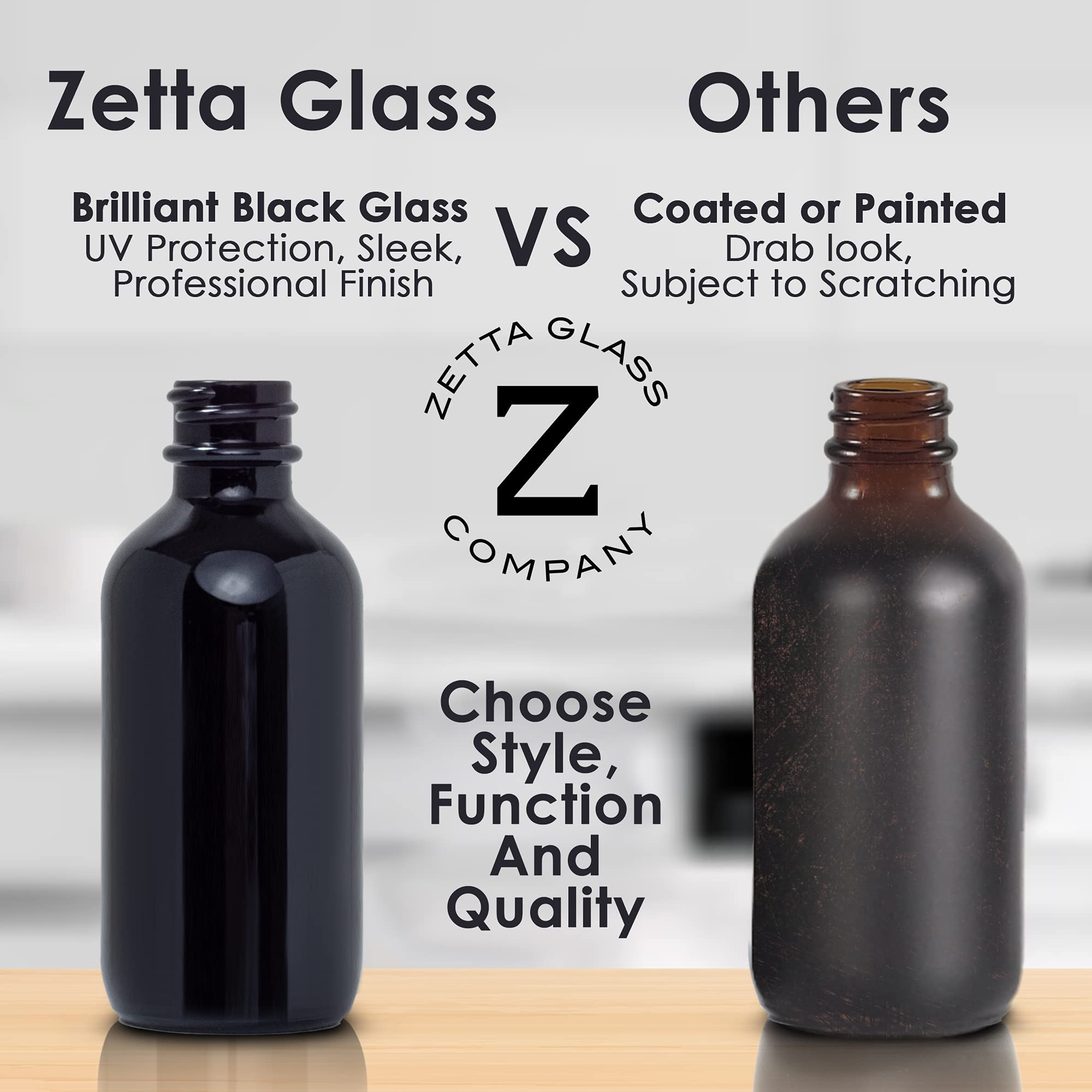 Brilliant Black 2-ounce Boston Round Tincture Bottles With Droppers- Black Glass Droppers for Essential Oils and Serums-Not Painted or Coated Complete UV Protection Bundled In 24 Pack For Bulk Needs
