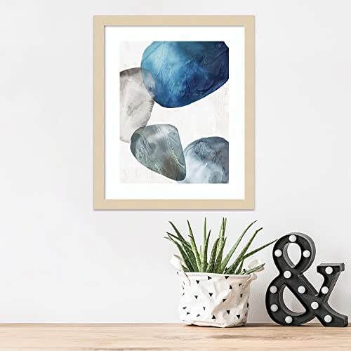 Amanti Art Flow of Blue I by Emma Peal Wood Framed Wall Art Print (14 in. W x 17 in. H), Svelte Natural Frame
