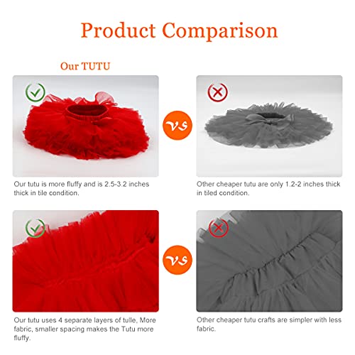 HOOLCHEAN Infant Toddler Baby Girls Super Soft Fluffy Tutu Skirt and Headband Set with Diaper Cover Bloomer Red 2, 6-12 Months