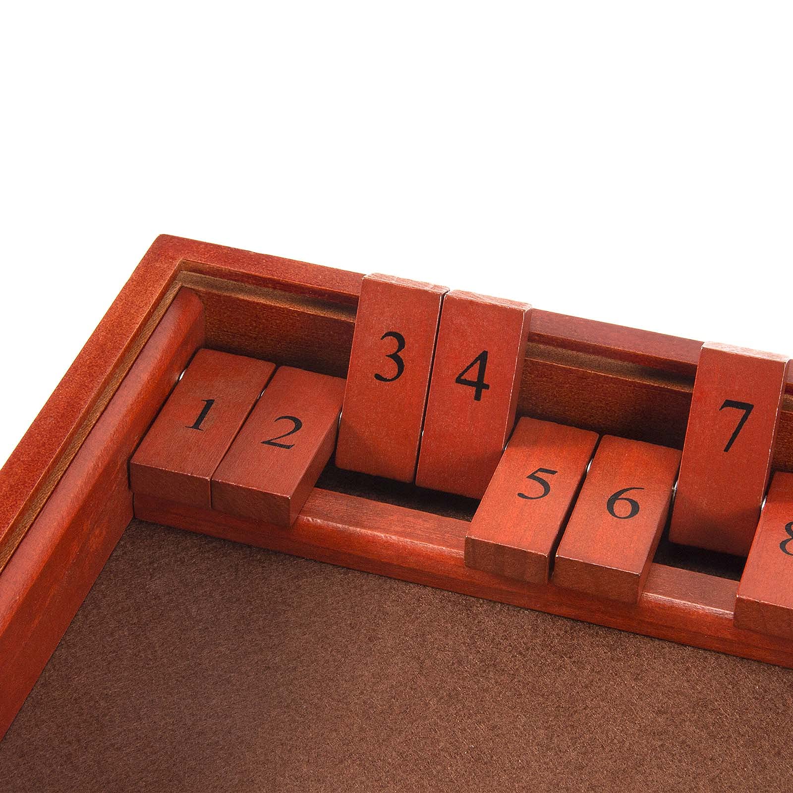 AMEROUS Shut The Box Dice Game,Wooden Board Table Math Game with Lid - 6 Dice - Gift Package - Rules, Classic Board Game for Kids Adults, Family