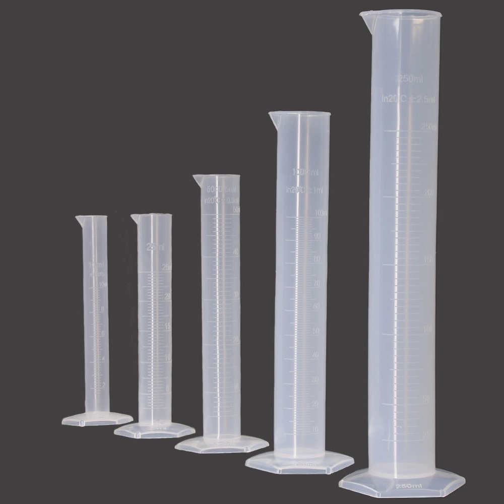 Belinlen 10 Pack Plastic Cylinders and Beakers Set, Including 5 Pack Clear Plastic Graduated Cylinders (10, 25, 50, 100, 250ml) and 5 Pack Plastic Beakers Set (50, 100, 250, 500, 1000ml)