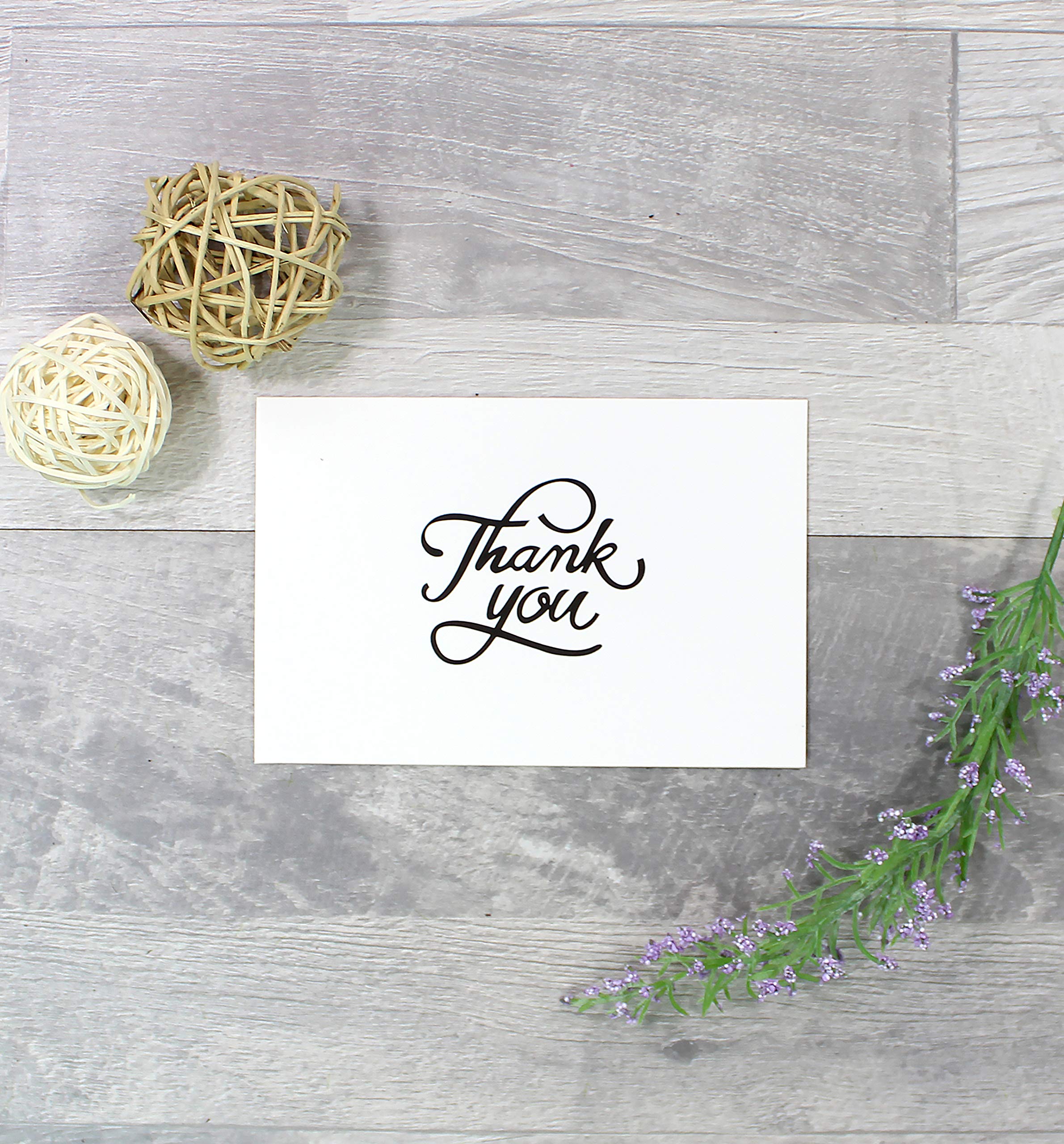 Cavepop 36 Pack Card Box Assorted Thank You Cards with Envelopes, Black and White Handwritten Blank Cards for a Greeting, Notes, Gifts with Envelopes for Wedding, Baby and Bridal Shower