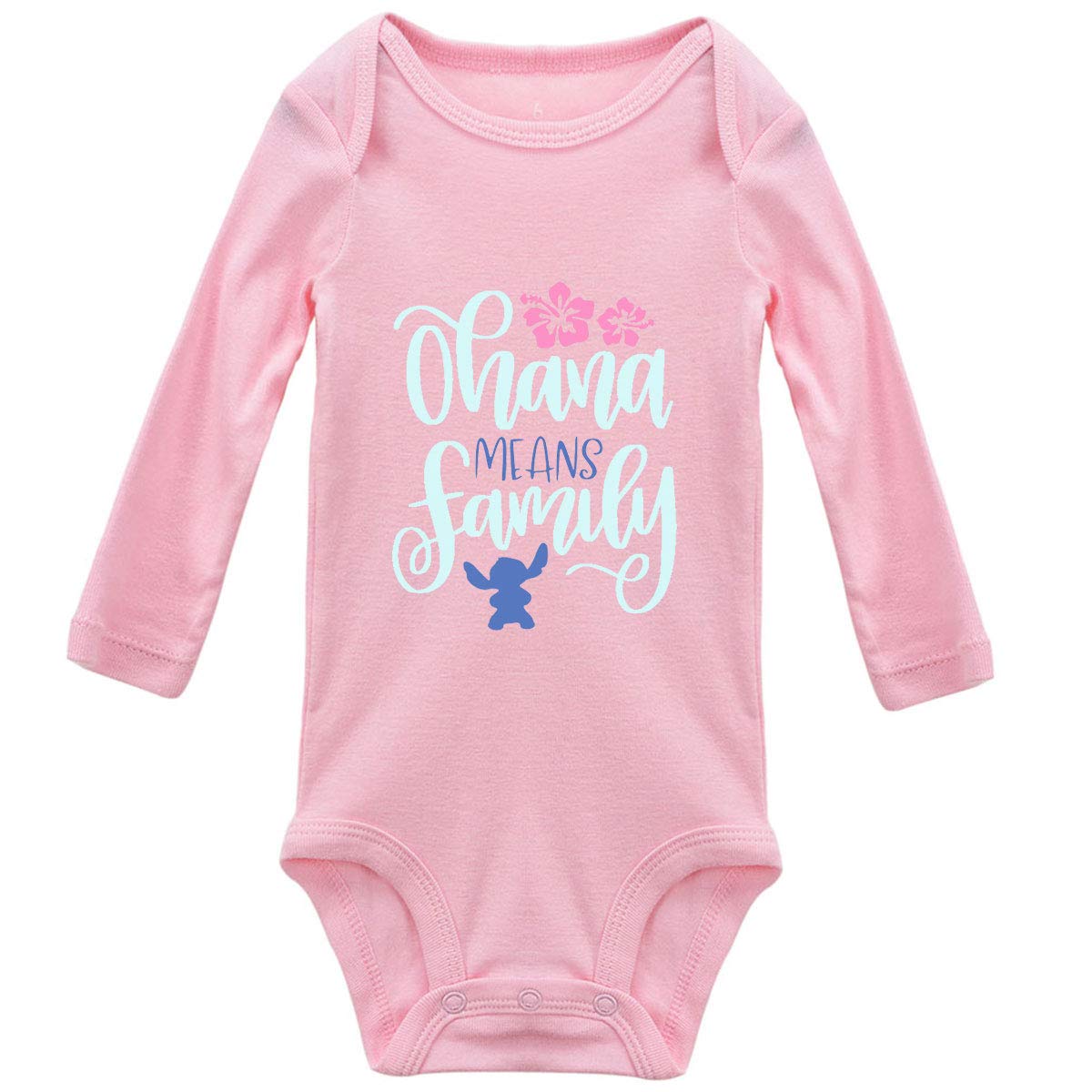 Ohana Means Family Baby Unisex Bodysuit Infant Casual Short Sleeve Onesie Romper Pink