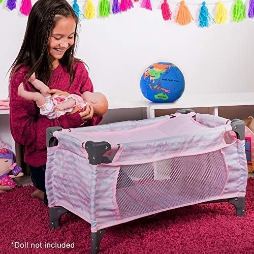 Adora Pack-N-Play Deluxe Baby Doll Crib & Easy to Convert Changing Table Set, Includes Storage Box and Removable Diaper Pad, Holds Most Dolls up to 20”, Perfect Gift for Ages 3+