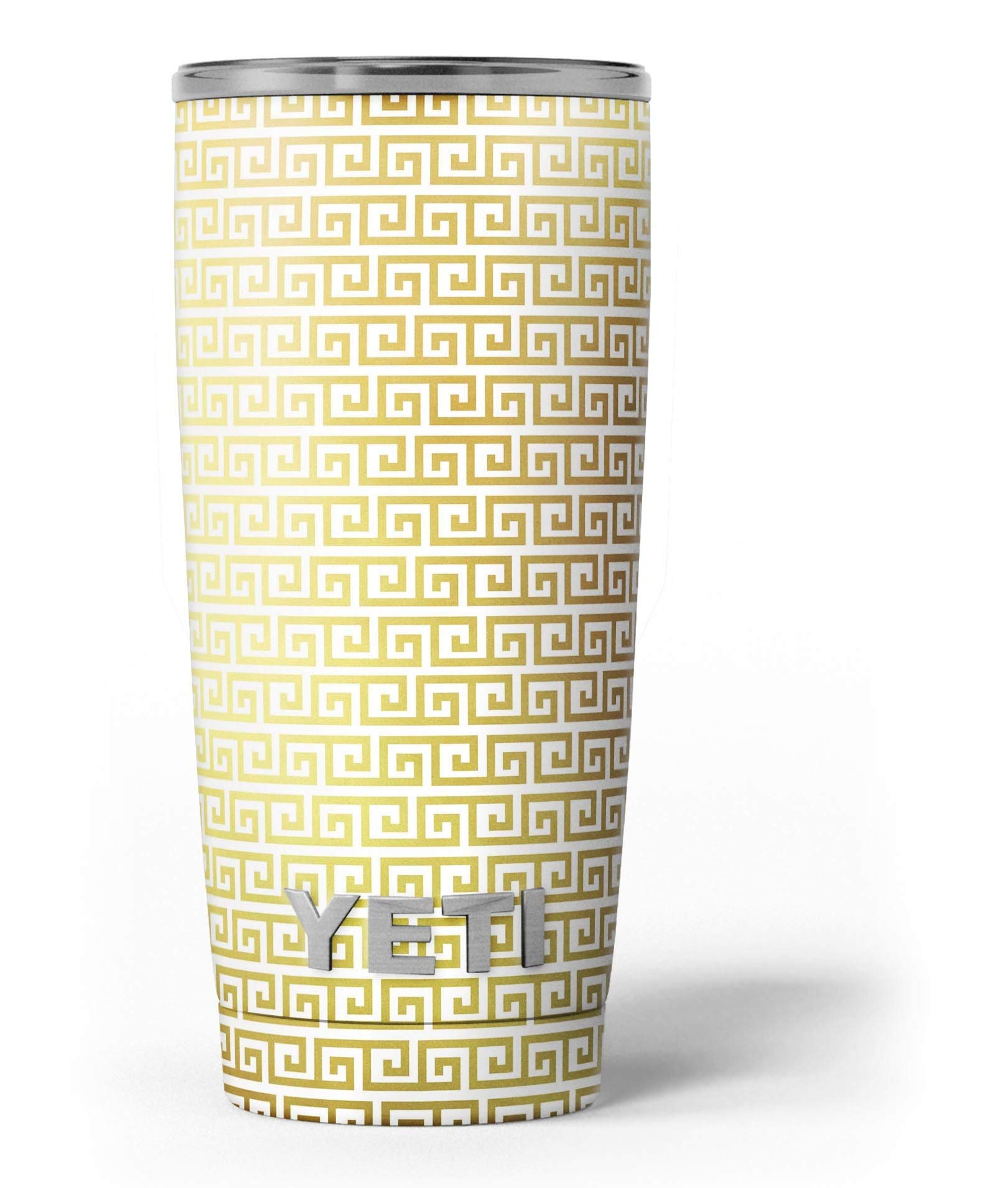 Design Skinz Golden Greek Pattern - Skin Decal Vinyl Wrap Kit Compatible with The Yeti Rambler Cooler Tumbler Cups