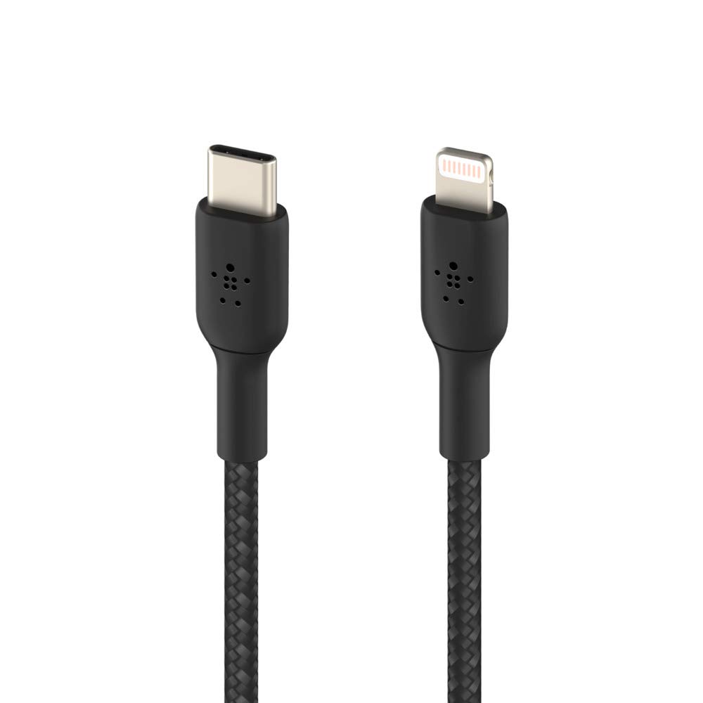 Belkin BoostCharge Nylon Braided USB C to Lightning Cable 3.3ft/1M - MFi Certified 18W Power Delivery iPhone Charger Cord - Apple Charger USB C Cable - Fast Charging for iPhone 14, iPhone 13 - Black