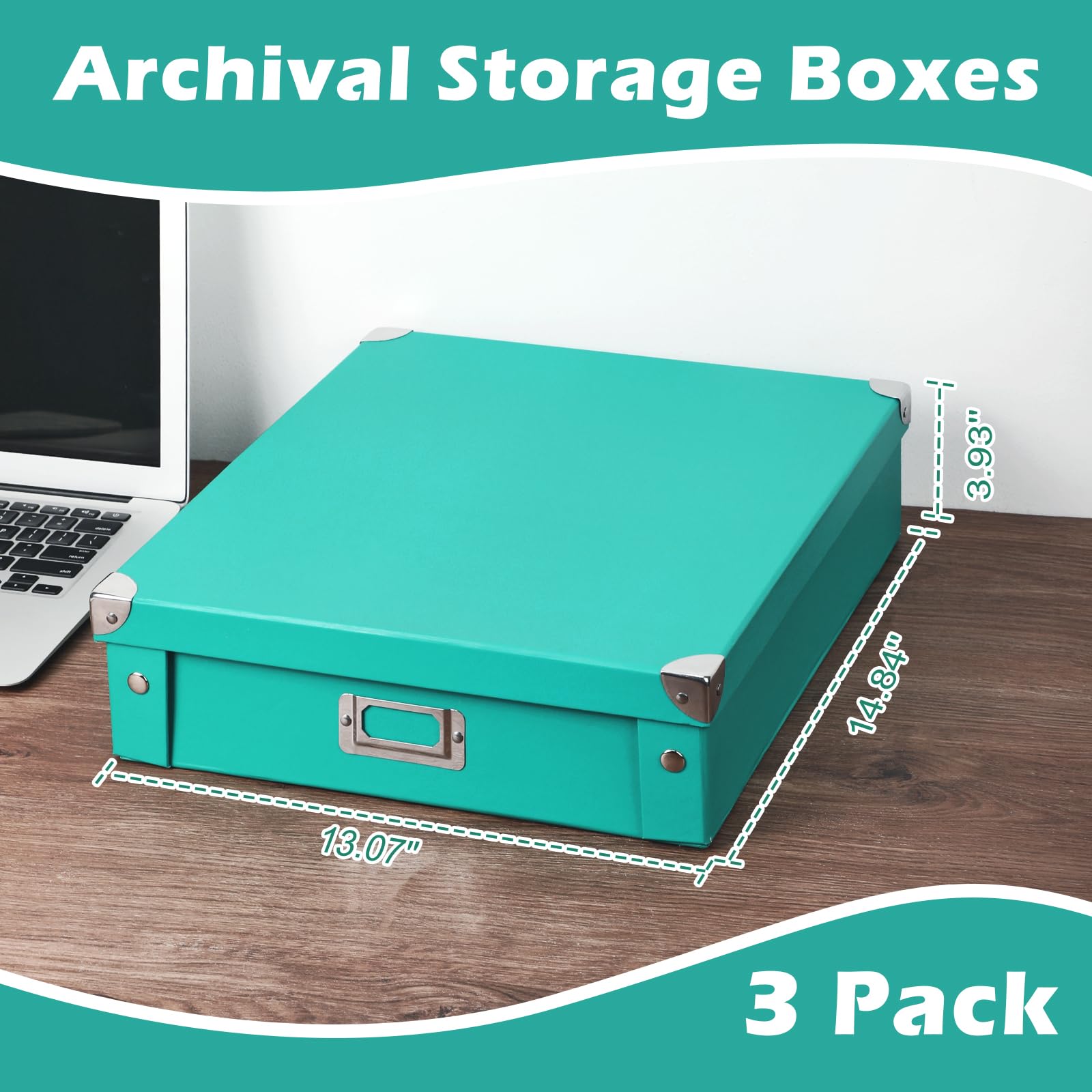 2 Pack 12“ x 12" Jumbo Photo Storage Box Fold Scrapbook Storage Box with Lid Forest Green Archival Storage Boxes Document Organizer Boxes Photo Storage Ideas For Album Keepsake 14.5" x 12.8" x 3.5"