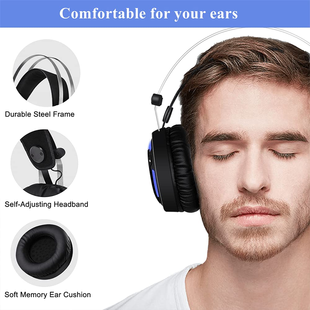 ALWUP Stereo Gaming Headset for PS4, Xbox One Headset, Lightweight Noise Cancelling Over Ear PC PS5 Gaming Headphones with Anti-Noise Mic, 50mm Drivers, Surround Sound, Soft Memory Earmuffs