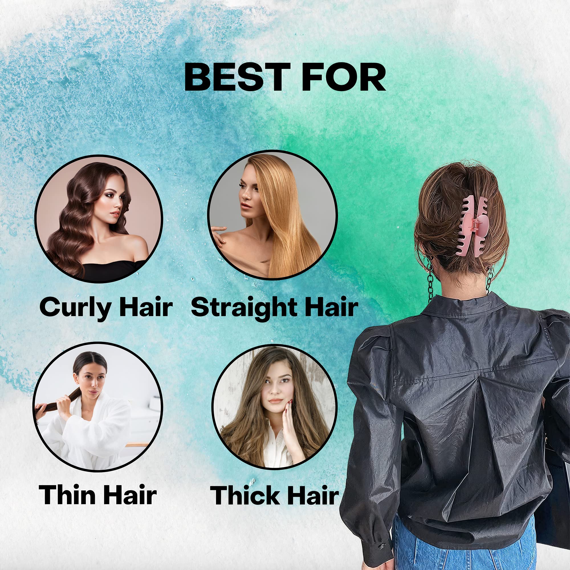 The Xpressory Large Hair Claw Clips For Thick Hair - 6 Pack Big Non Slip, Easy to Use, Stylish, Matte Hair Clips For Women's Thick, Thin, Curly, Long & Neutral Hairs