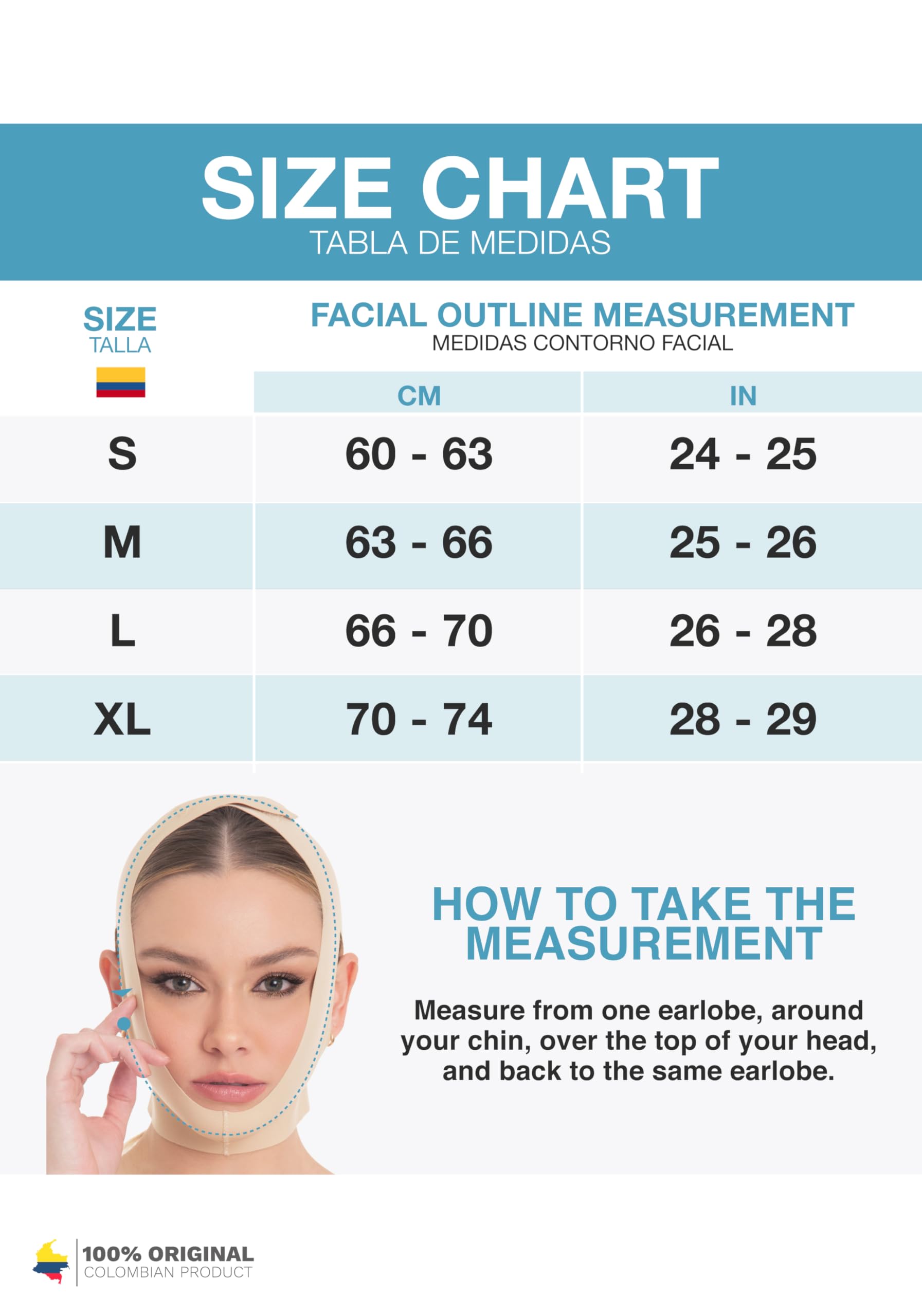 M&D Face Slimming Chin Strap Lipo Compression Garment Mentonera Postquirúrgica Facial Beige M