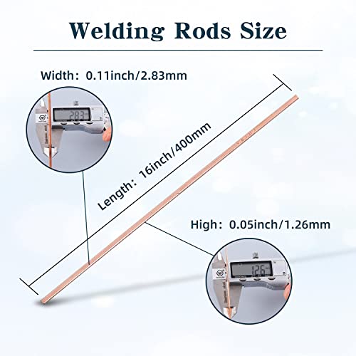 16"Copper Brazing Rods，10 Sticks Low Temperature Copper Rod ，Phosphor Copper Solder Self Fluxing Welding Brazing Rods Sticks for Copper Hvac Refrigerator，Oven，Copper Pipes