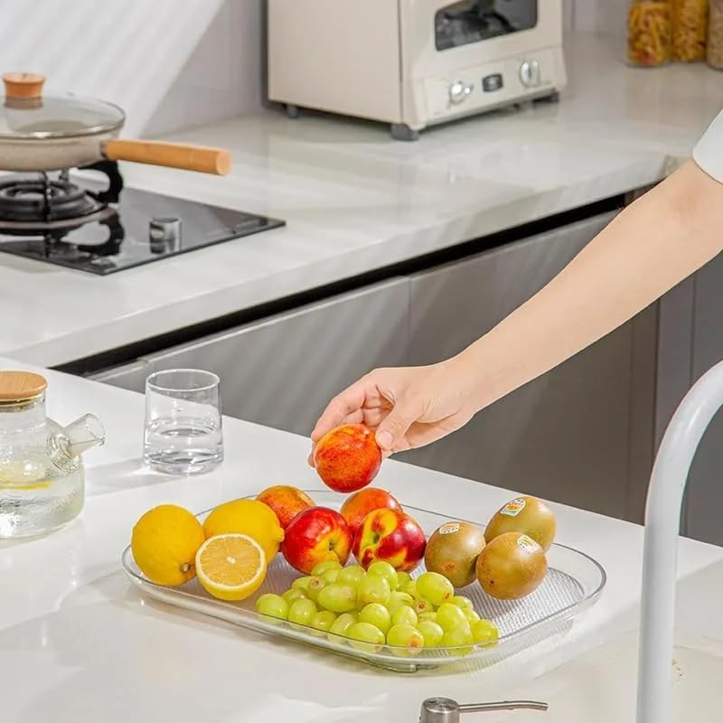 2023 New Square Lazy Susan Turntable Organizer for Refrigerator, Clear Rectangular Tray, Refrigerator Lazy Susan Rectangular Shelf, Lazy Susan 360 Rotating Countertop Organizer