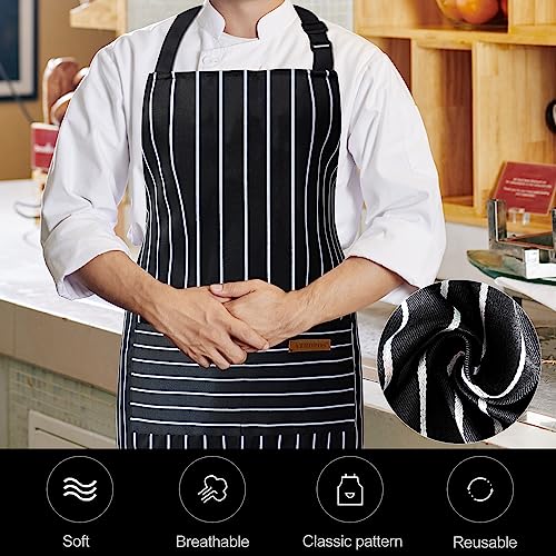 ATROPOS 2 Pieces Aprons for Women with Pockets, Aprons for Men, Womens Kitchen Apron, Cooking Apron Adjustable Bib Chef Apron(Unisex)