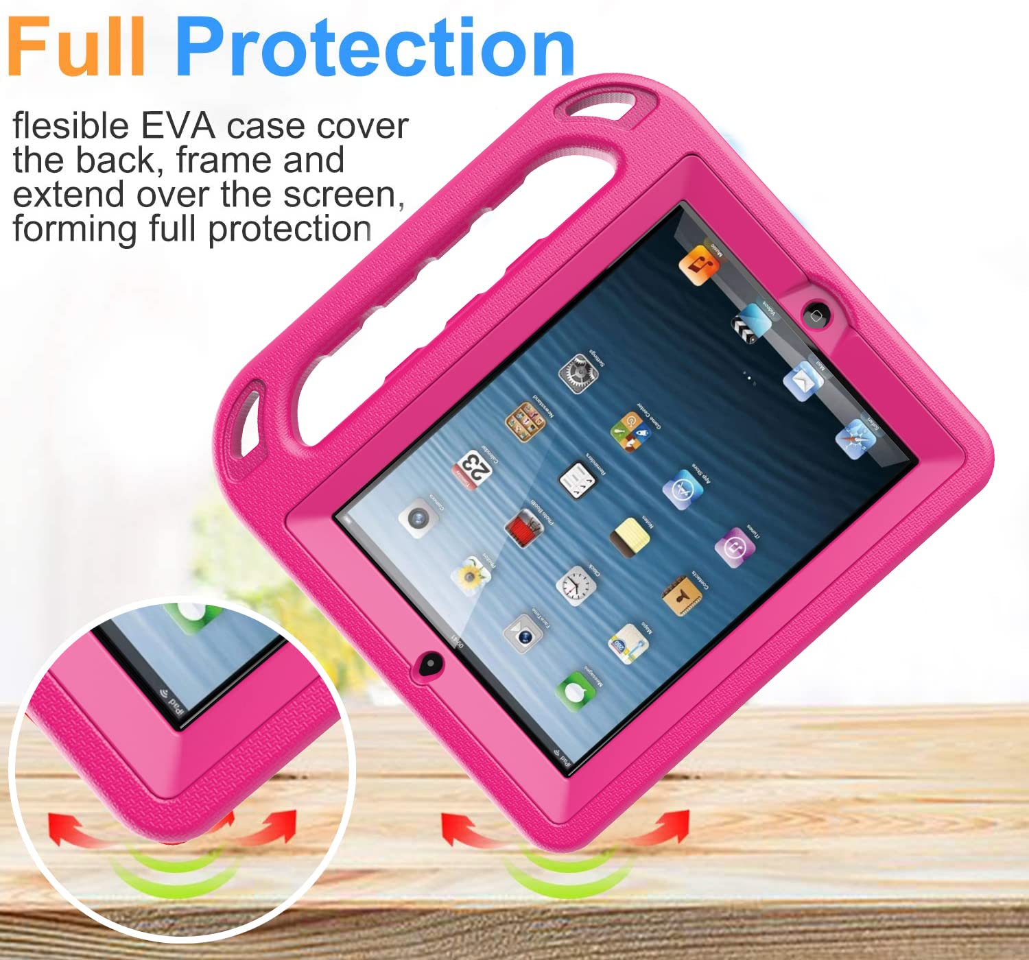 BMOUO Kids Case for iPad 2nd 3rd 4th Generation, iPad 2 3 4 Case - Built-in Screen Protector, Shockproof Convertible Handle Stand Friendly Kids Case for 9.7” iPad 2nd 3rd 4th Generation - Rose