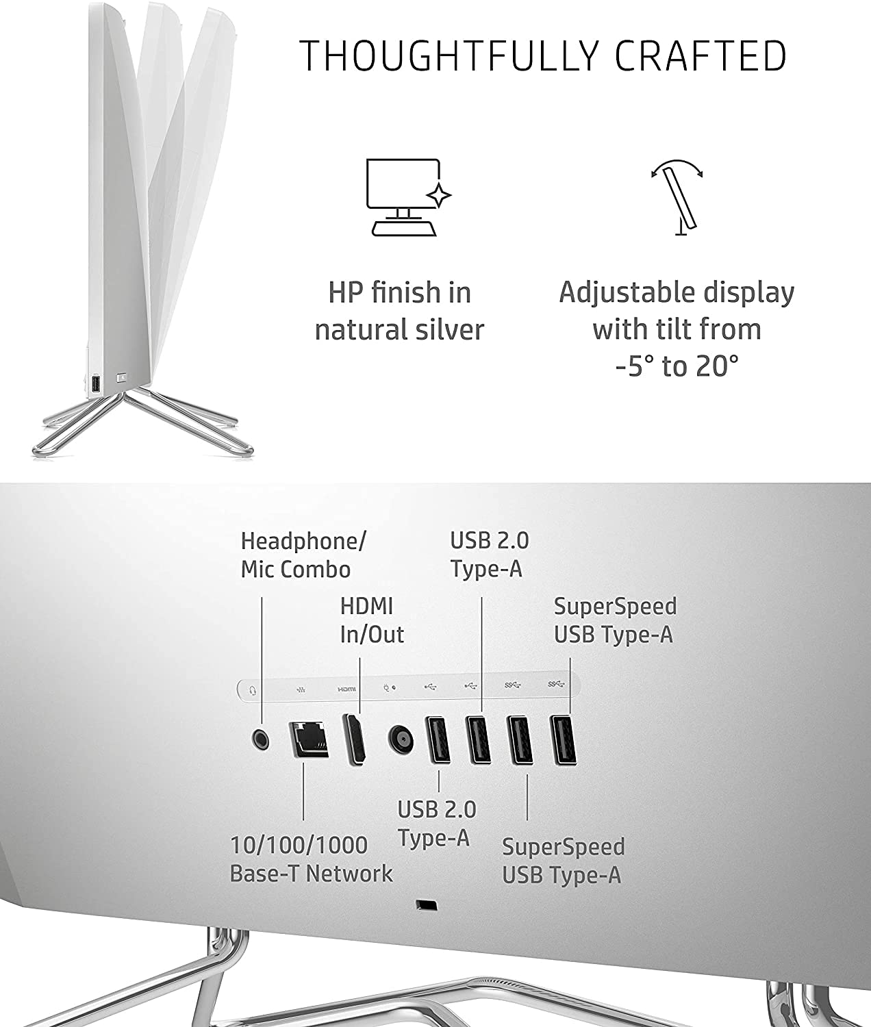 HP 2021 All-in-One Desktop, 27" Full HD Touchscreen, 11th Gen Intel Core i7-1165G7 Processor, 16GB RAM, 512GB PCIe SSD + 1TB HDD, Intel Iris Xe Graphics, Windows 10 Home, KKE Mousepad