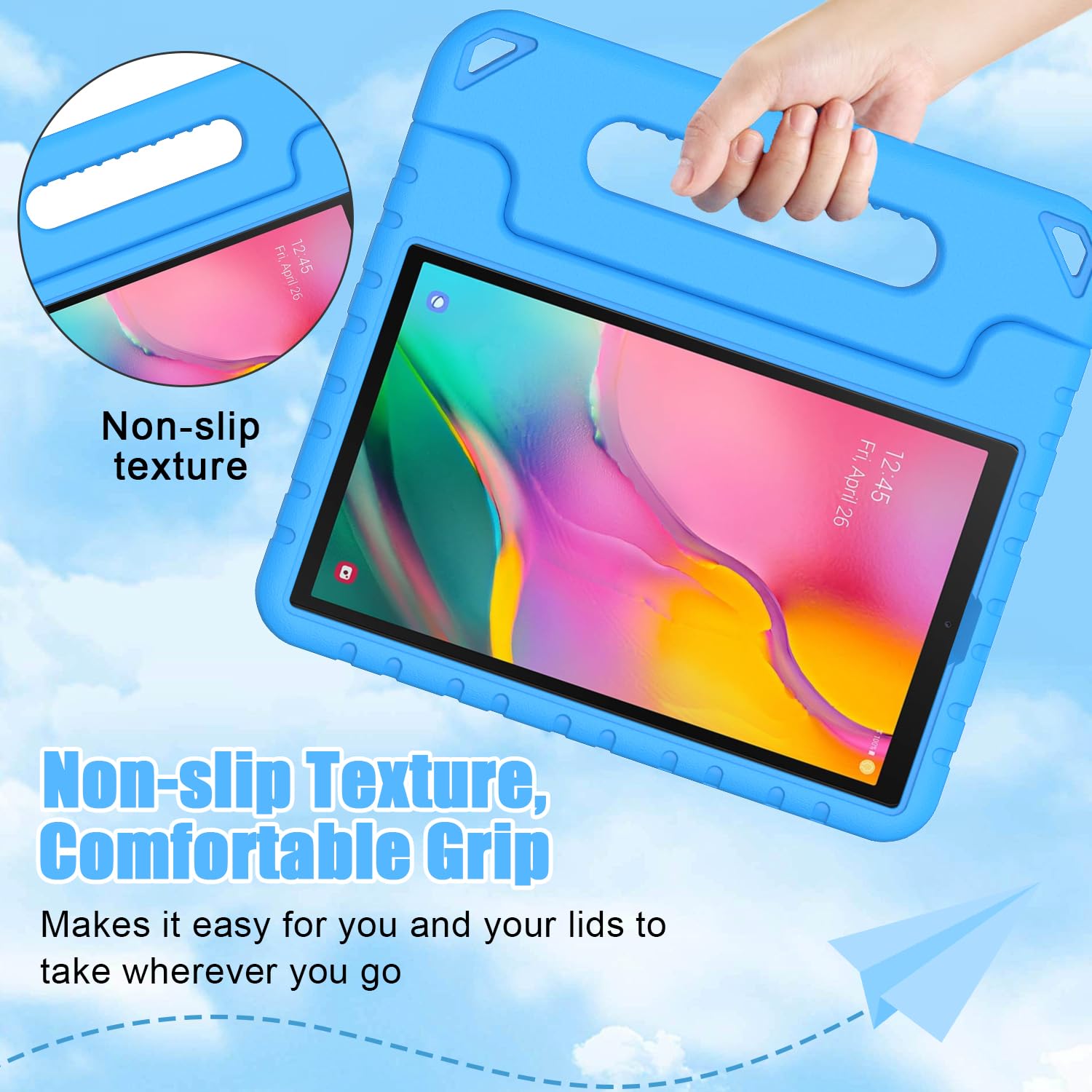 BMOUO Kids Case for Samsung Galaxy Tab A 10.1 (2019) SM-T510/T515, Shockproof Light Weight Protective Handle Stand Kids Case for Galaxy Tab A 10.1 Inch 2019 Release SM-T510/T515 - Blue