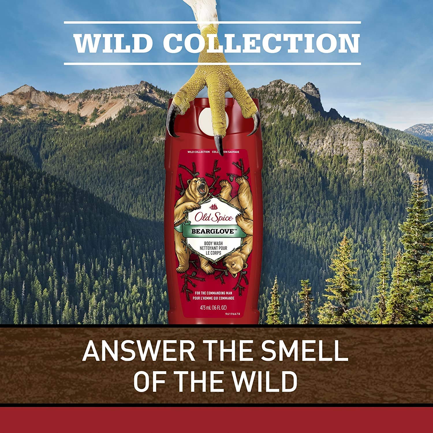Body Wash for Men by Old Spice, Wild Collection Men's Body Wash, Bearglove, 16 Fl Oz (Pack of 4)