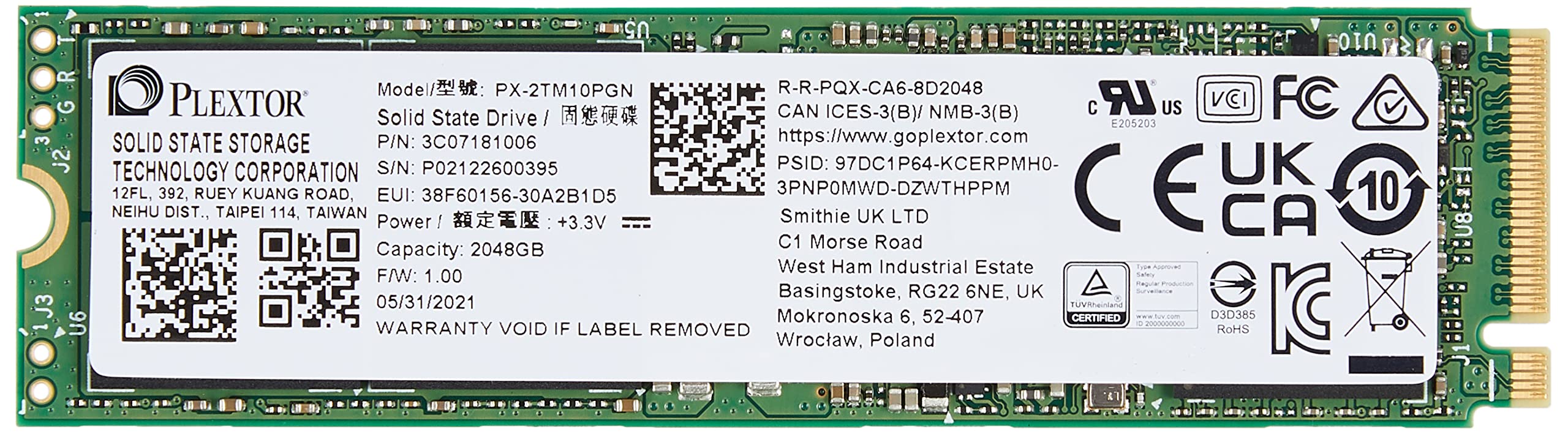 プレクスター Plextor Gen4 Compatible Internal SSD M.2 NVMe Model 2TB [ PX-2TM10PGN ]