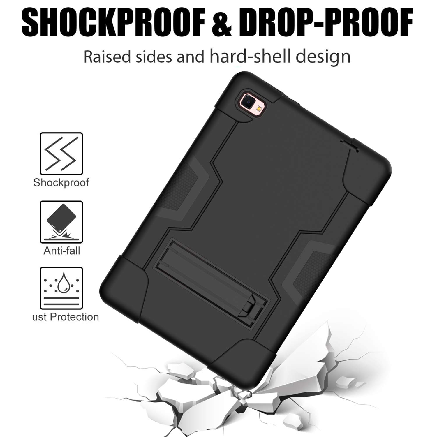 FIEWESEY for Dragon Touch Notepad 102 10 Inch Tablet Case,Heavy-Duty Drop-Proof and Shock-Resistant Rugged case(with Stand), for Blackview Tab 8/8E/Teclast P20hd/M40 10 Inch/AAUB P30(Black/Black)
