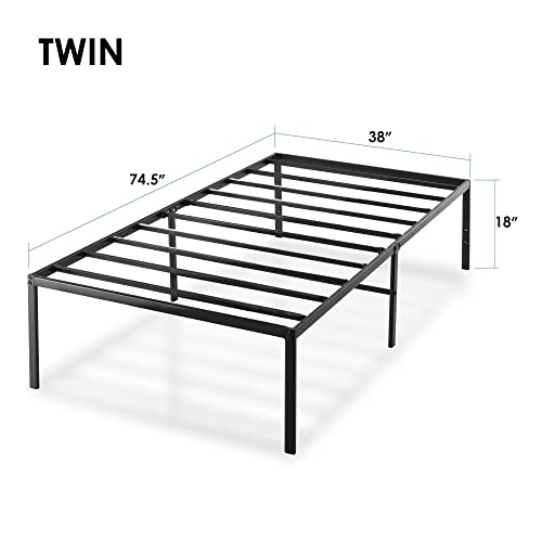 Best Price -Mattress 18 Inch Metal Platform Bed, Heavy Duty Steel Slats, No Box Spring Needed, Easy Assembly, Black, Twin