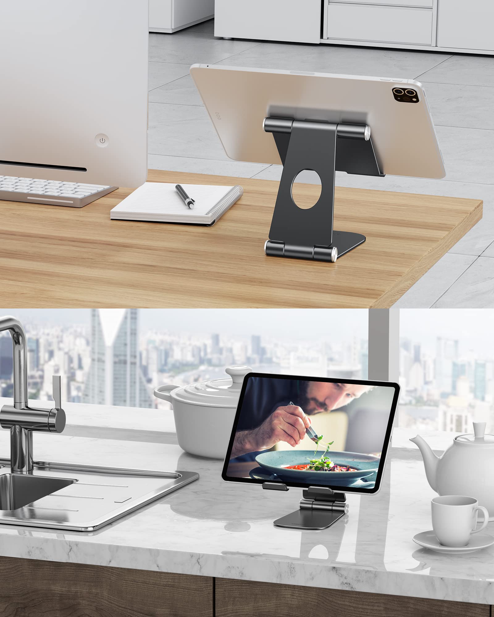 OMOTON Fully Foldable Tablet Stand, Black